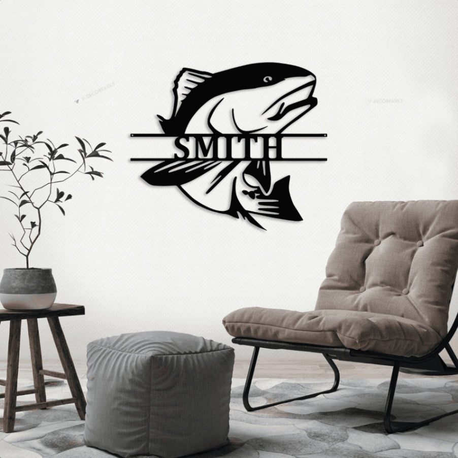 Fish Monogram Sign With Led Lights, Custom Fish Sign, Redfish Sign ...