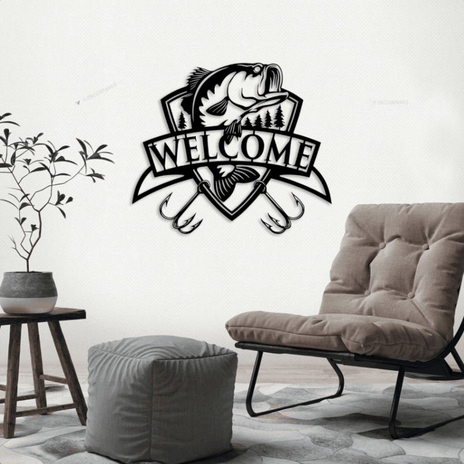 Fishing Metal Led Lights Sign, Bass Fishing Sign, Custom Metal Sign ...