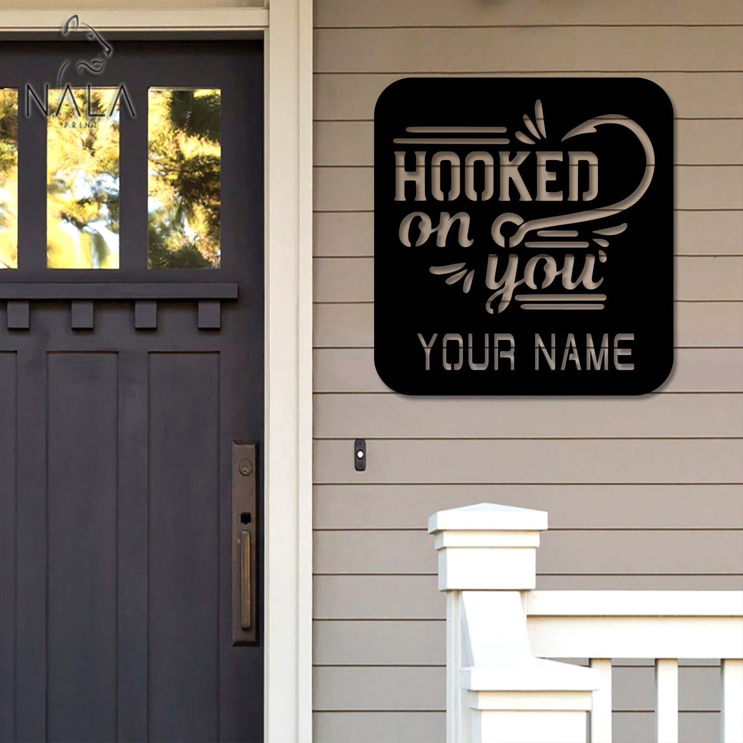 Personalized Hooked On You Metal Sign, Custom Sign For Front Porch ...