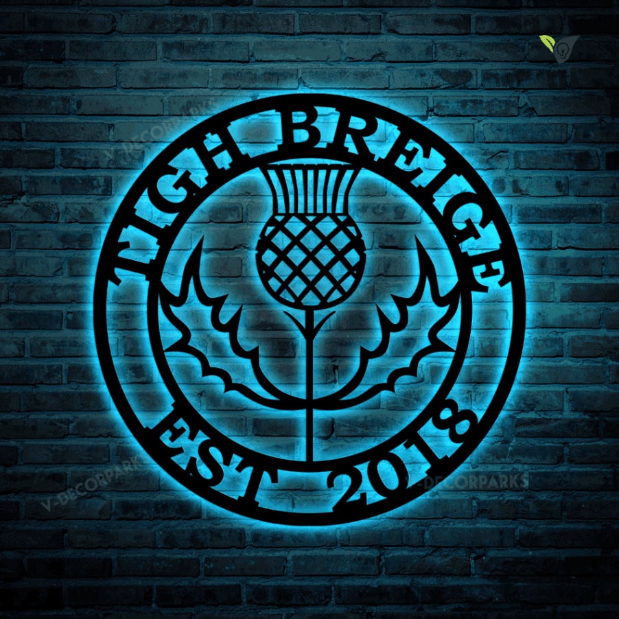 Scottish Thistle Family Last Name Sign, Hospitality, Monogram ...