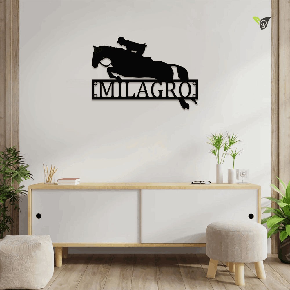 Custom Stall Metal Art With Led Lights, Jumping Horse Sign ...