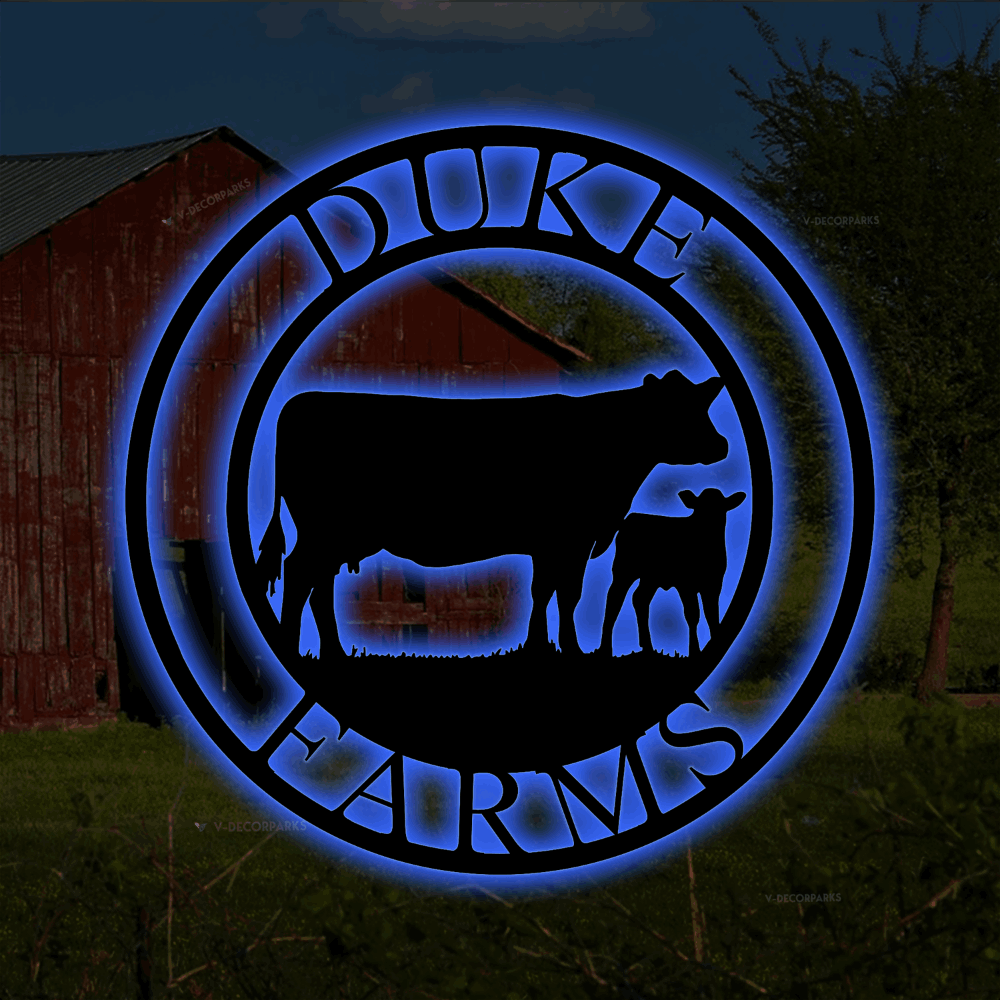 Personalized Cow Metal Sign With Led Lights, Custom Metal Cow And Calf ...