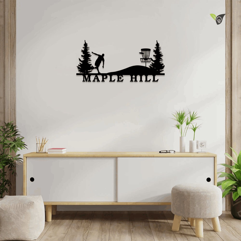 Customizable Metal Frisbee Golf Metal Art With Led Lights, Personalized ...