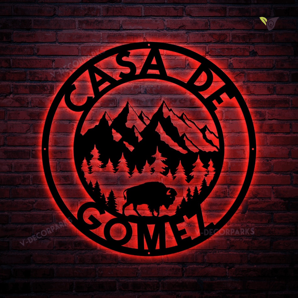 Custom Buffalo Metal Sign With Led Lights, American Bison Sign ...