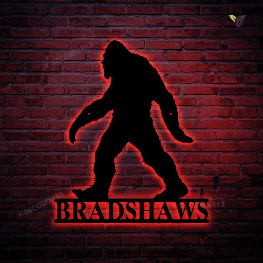 Bigfoot Personalized Metal Sign With Led Lights, Personalized Sasquatch ...