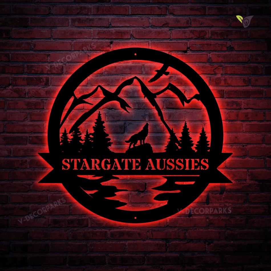 Personalized Howling Wolf Metal Sign With Led Lights, Weatherproof Sign ...