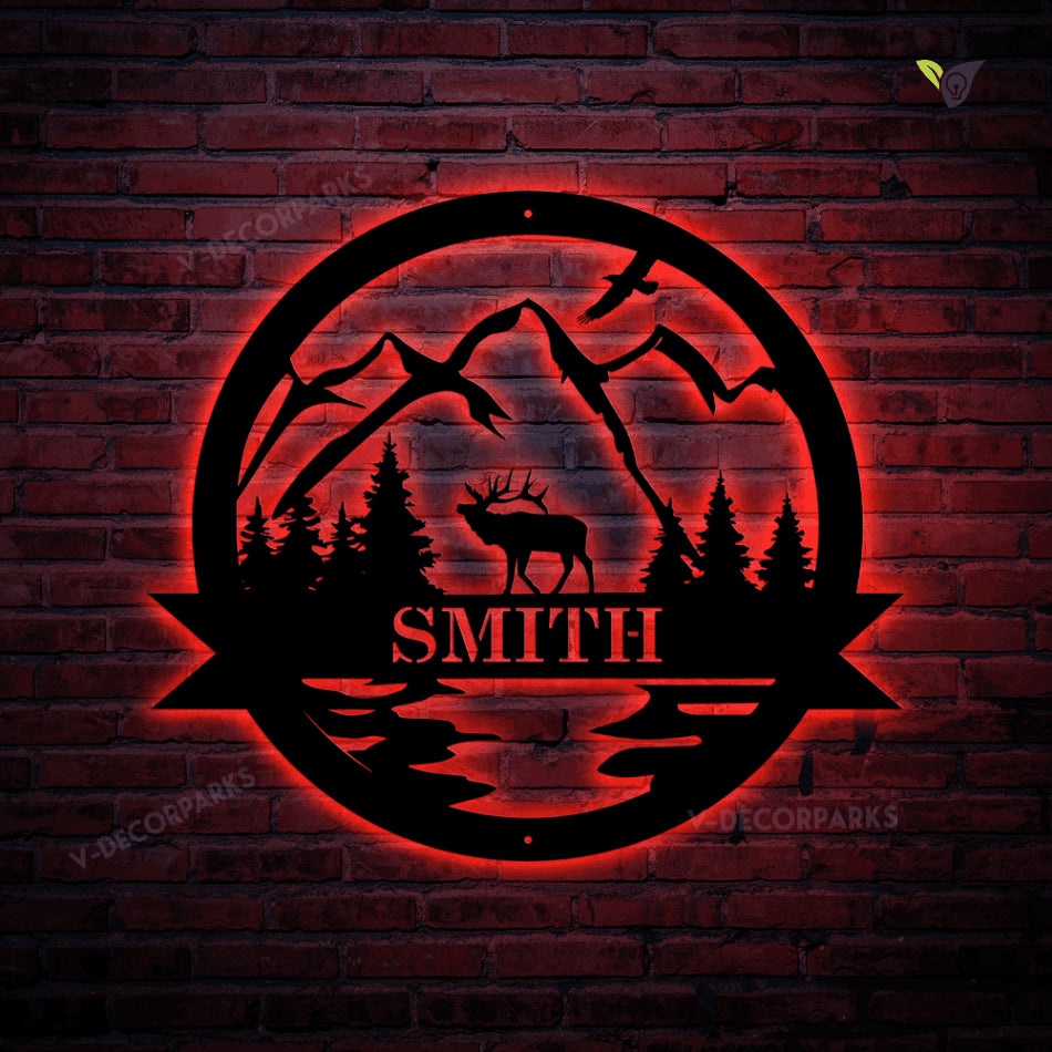 Custom Elk Metal Sign With Led Lights , Elk Hunter Christmas Gift, Last ...
