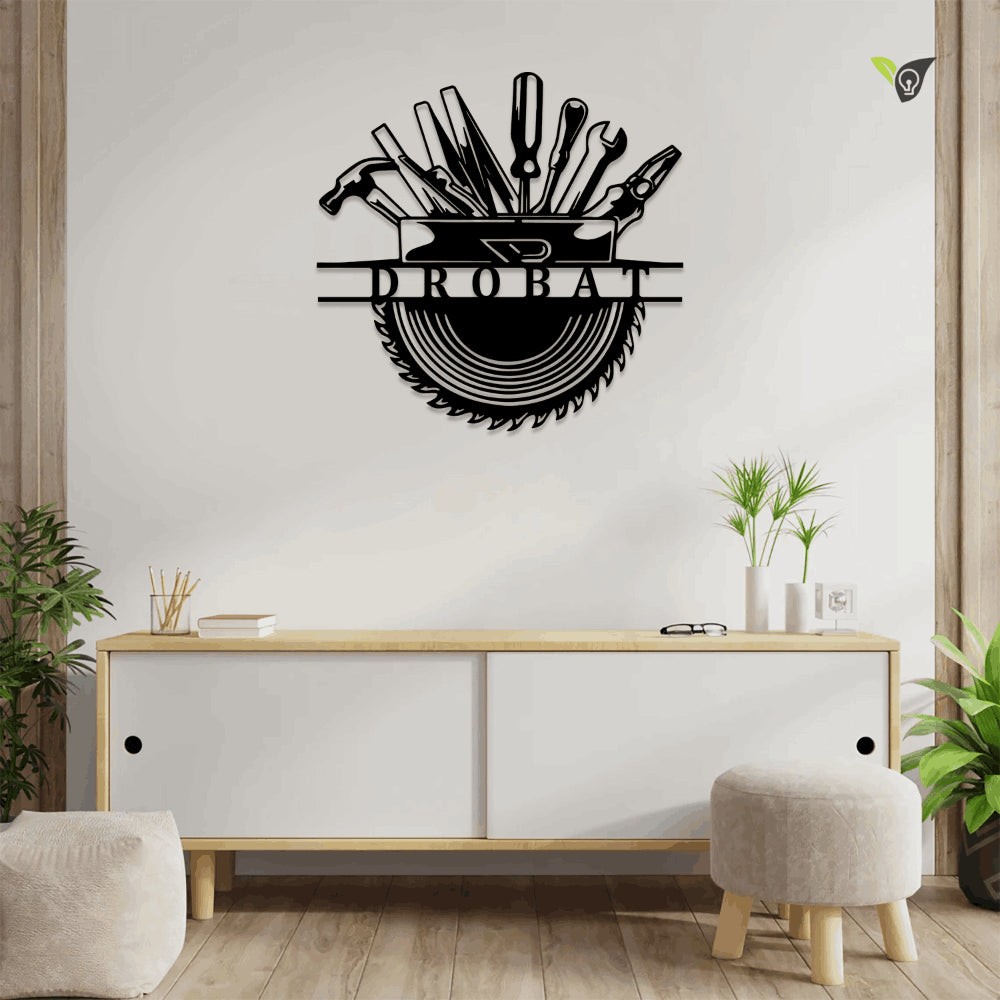 Personalized Carpenter Monogram Metal Sign With Led Lights, Papas Work ...