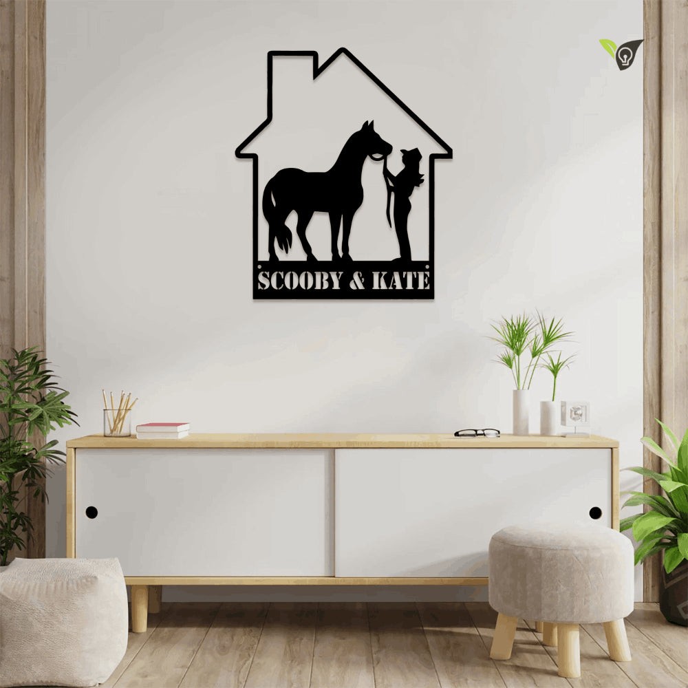 Personalized Metal Metal Horse Sign, Custom Name Horse And Owner Cut ...