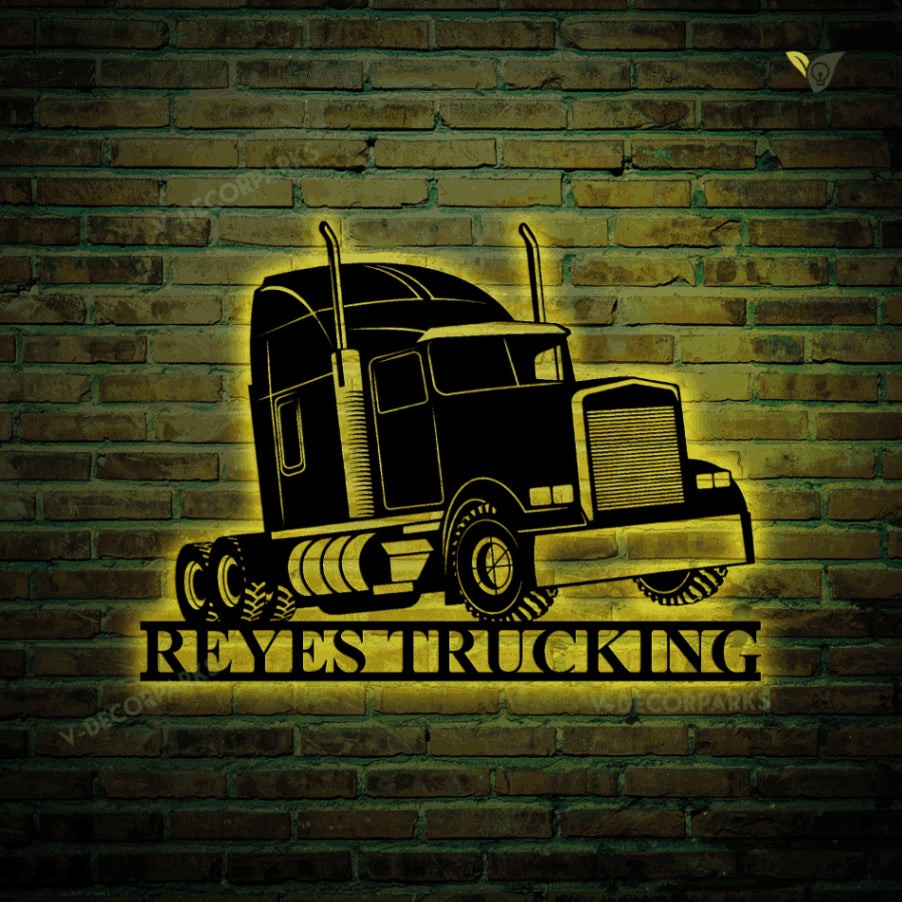 Personalized Trucker Name Metal Sign With Led Lights, Truck Driver Gift ...