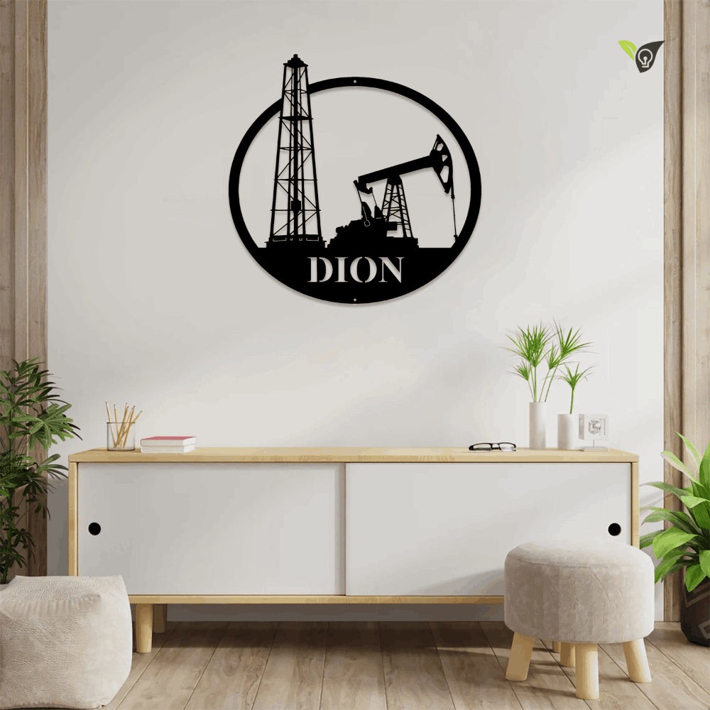 Custom Name Oil Rig Oil Field Metal Wall Art With Led Light, Offshore ...