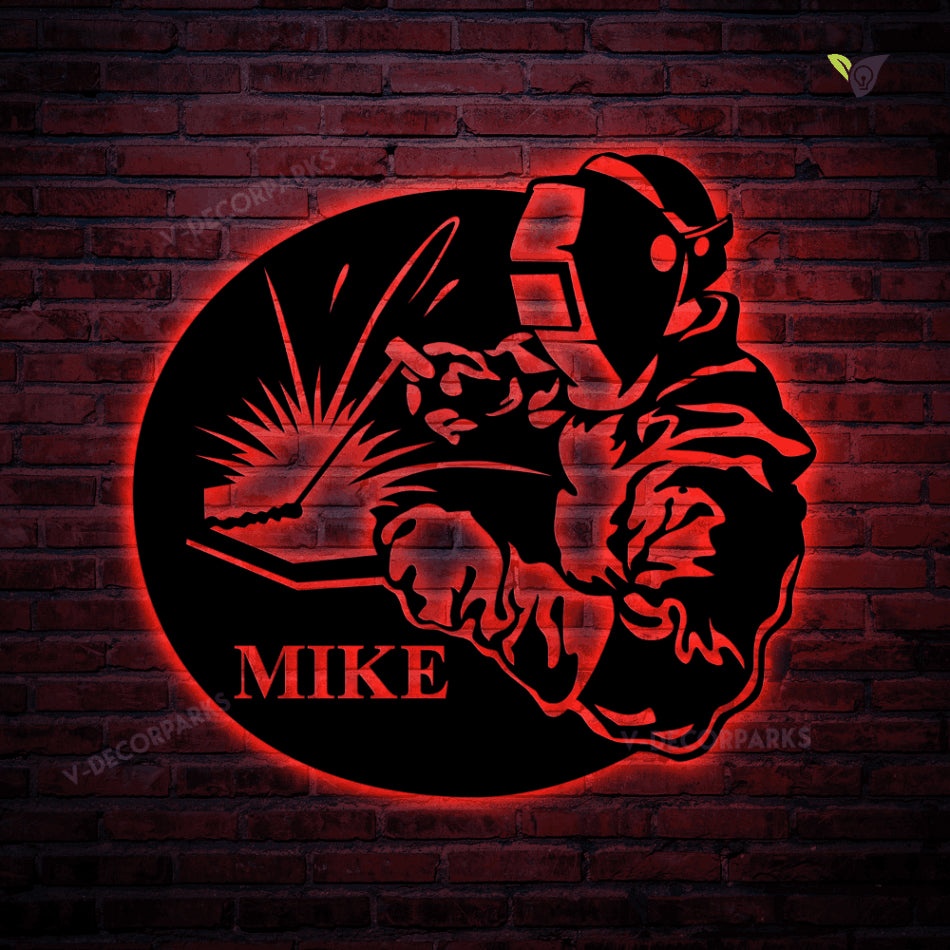 Customized Name Welding Metal Sign With Led Lights, Sign For Welder ...