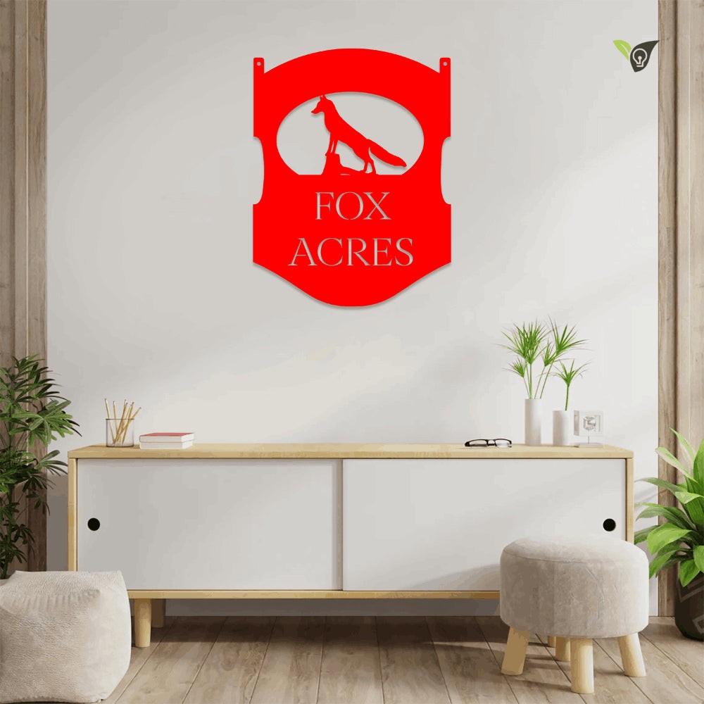 Metal Fox Sign, Fox Metal Wall Art With Led Light, Metal House Sign ...