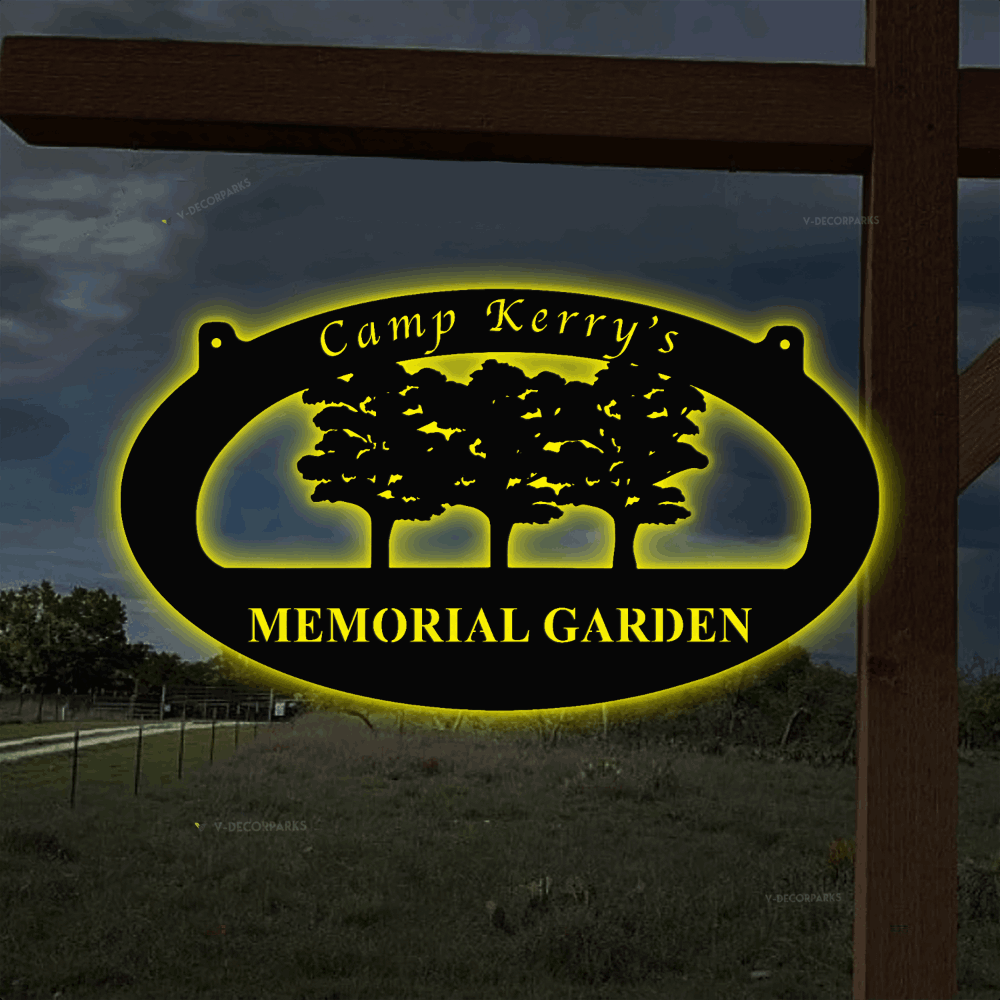 Metal Tree Sign With Three Trees Customized With Your Name, Led Lights ...