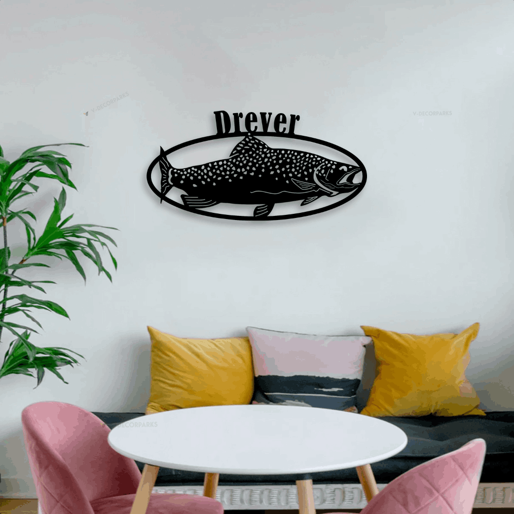 Personalized Trout Fish Sign Metal Wall Decor With Led Lights, Cut ...