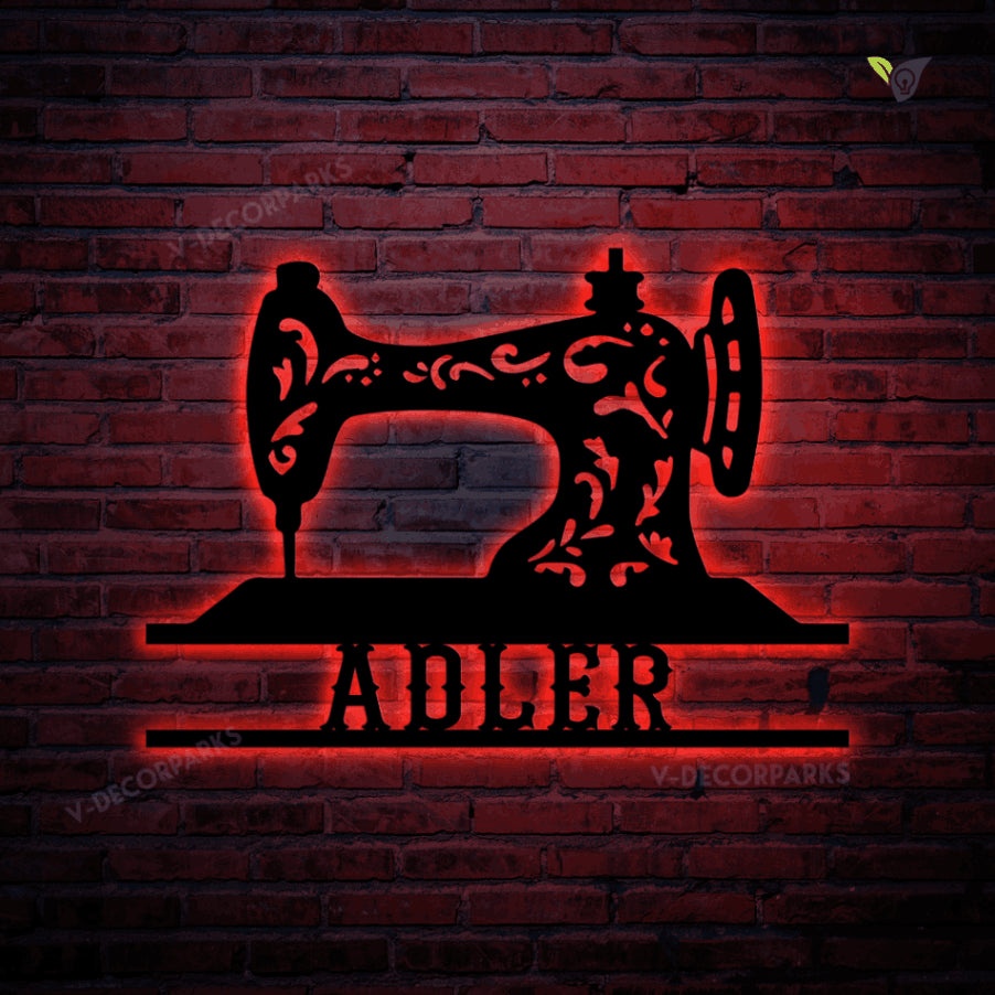 Personalized Sewing Machine Metal Sign With Led Lights Art, Cut Metal ...
