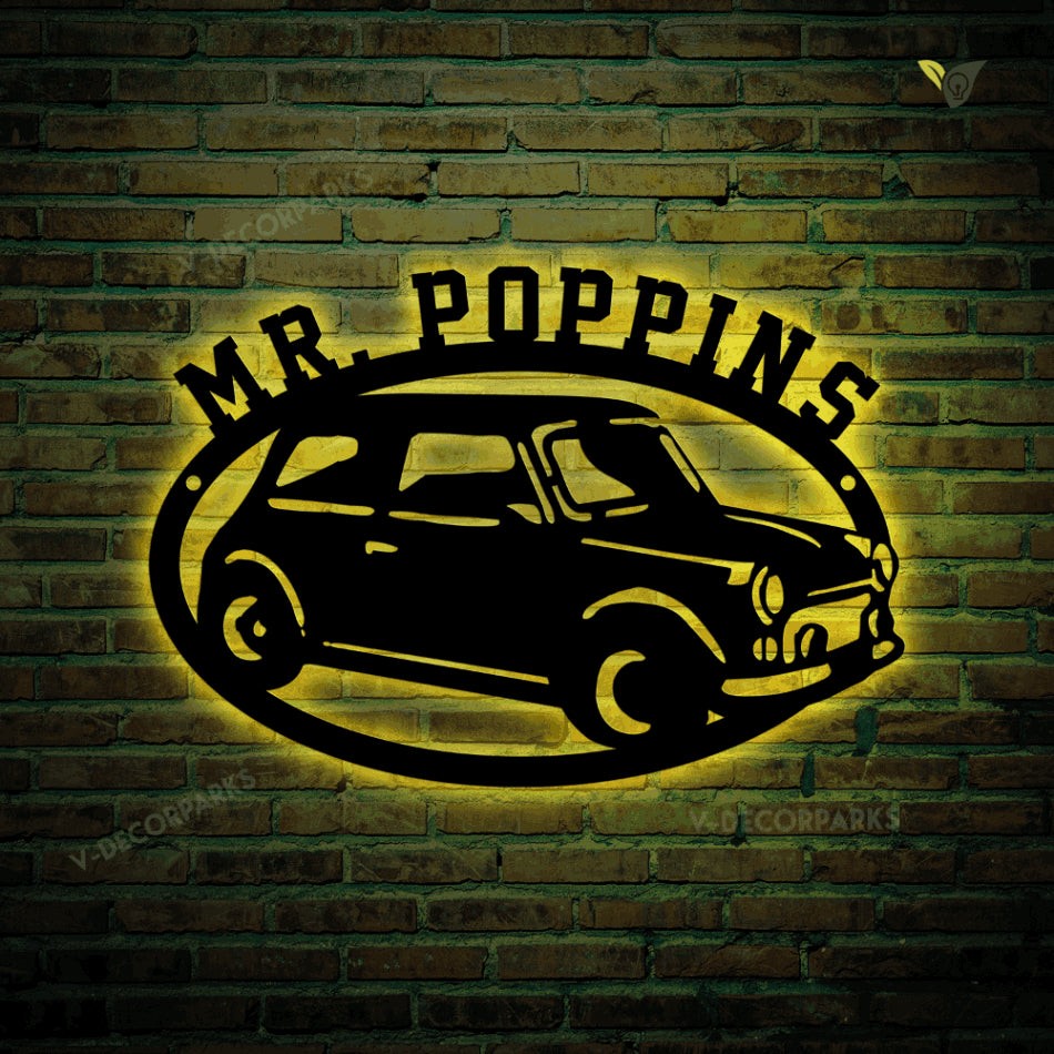 Mini Cooper Personalized Custom Metal Wall Art, Cut Metal Sign With Led ...