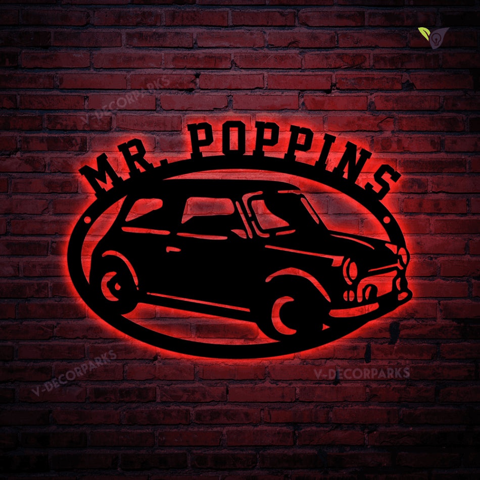 Mini Cooper Personalized Custom Metal Wall Art, Cut Metal Sign With Led ...