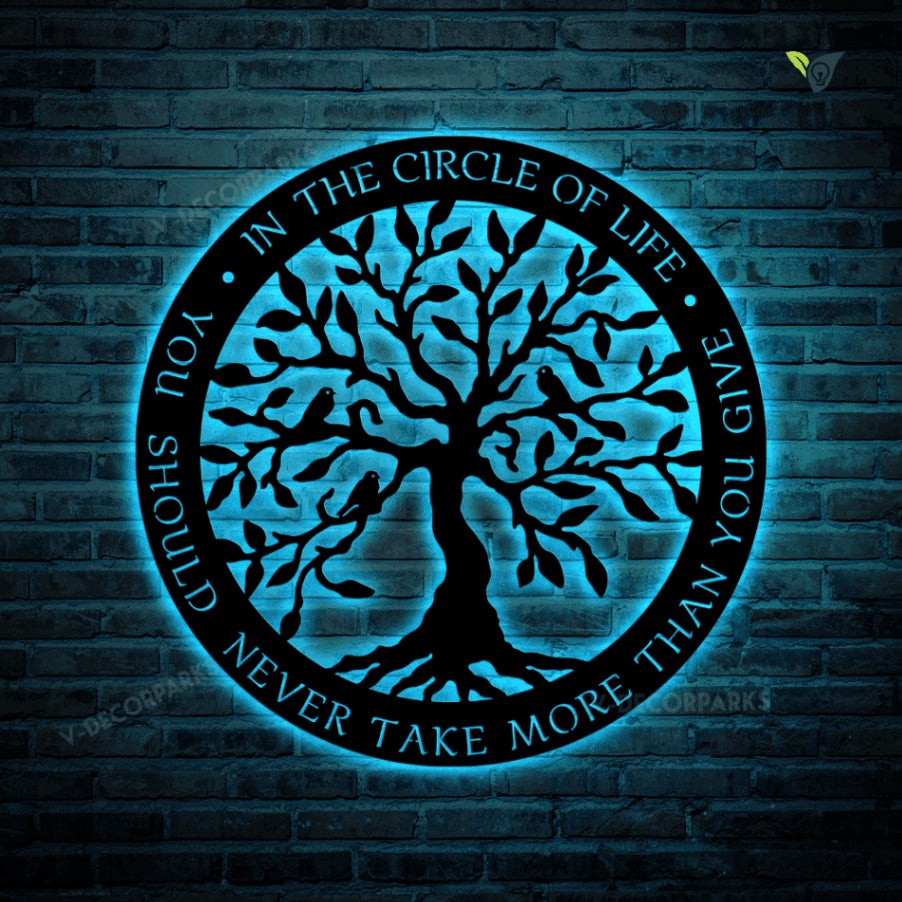 Tree Of Life Metal Sign With Led Lights, Our Roots Run Deep Metal Wall ...