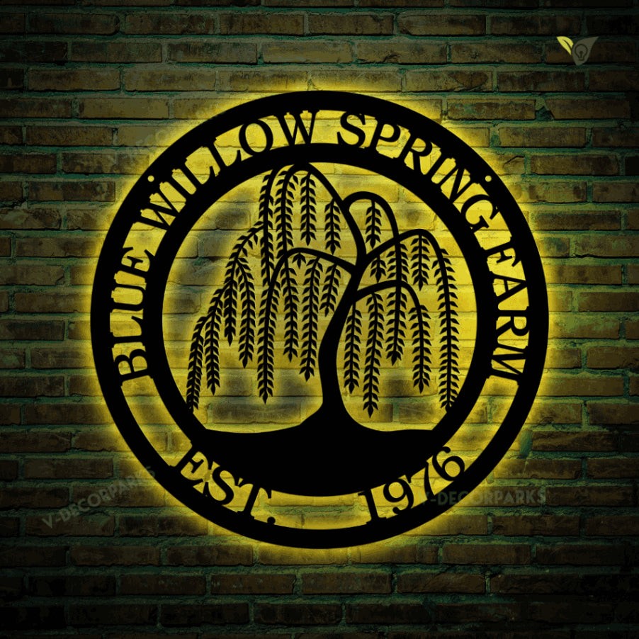 Weeping Willow Tree Of Life Metal Sign With Led Lights, Cut Metal Sign ...
