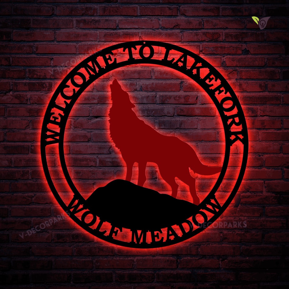 Personalized Wolf Ranch Farm Metal Sign With Led Lights, Metal Wall Art ...
