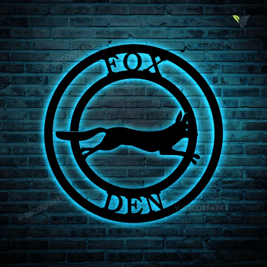 Two-color Fox Ranch Sign, Cut Metal Sign With Led Lights, Metal Wall ...