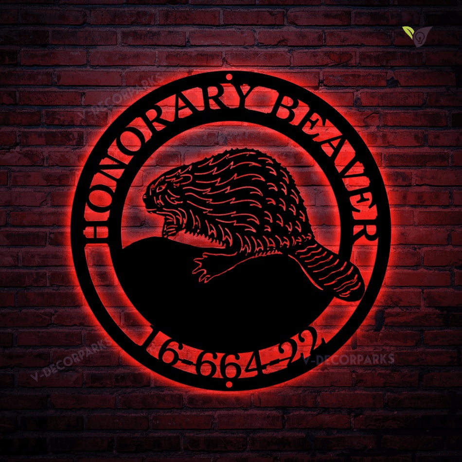 Personalized Beaver Sign, Cut Metal Sign With Led Lights, Metal Wall ...