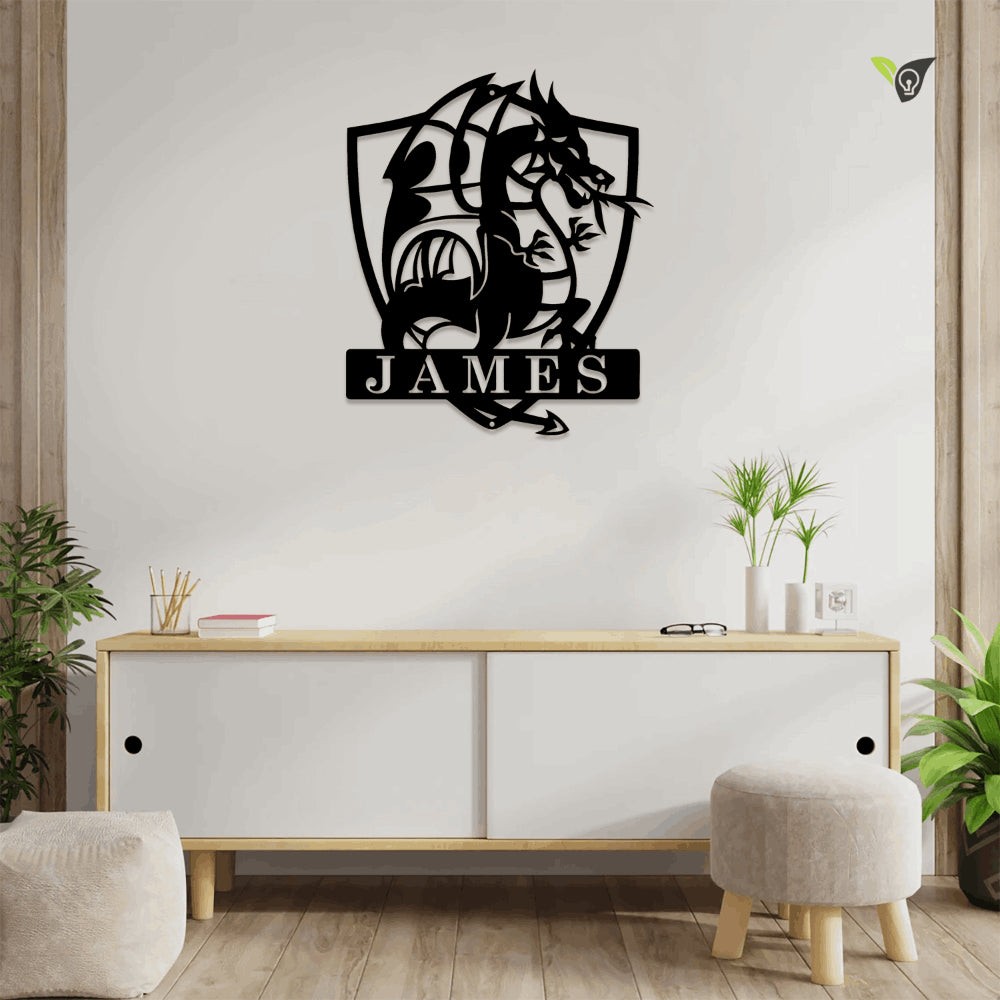 Personalized Dragon Metal Sign With Led Lights, Personalized Dragon ...