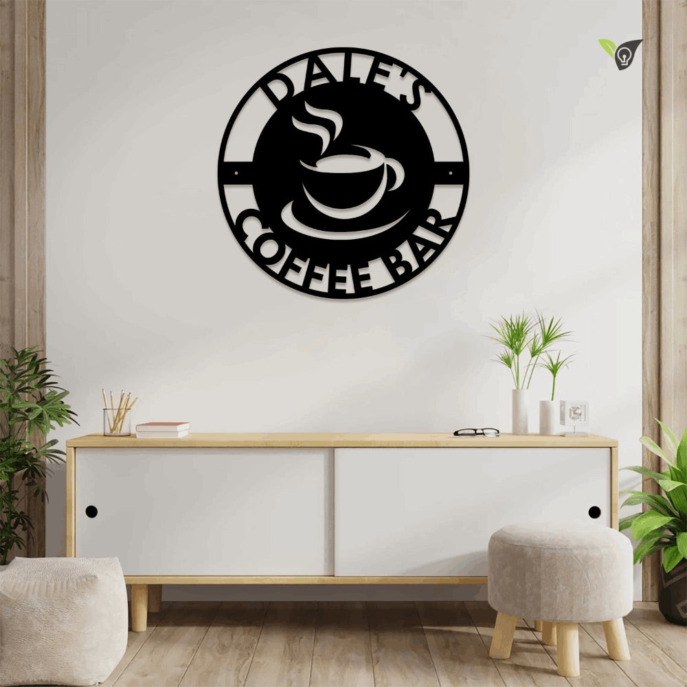 Personalized Coffee Bar Metal Sign With Led Lights, Coffee Bar Decor ...