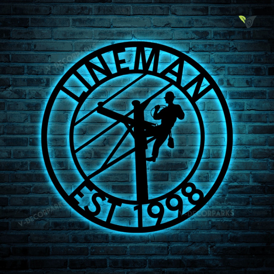 Personalized Name Lineman Metal Sign With Led Lights, Personalized ...