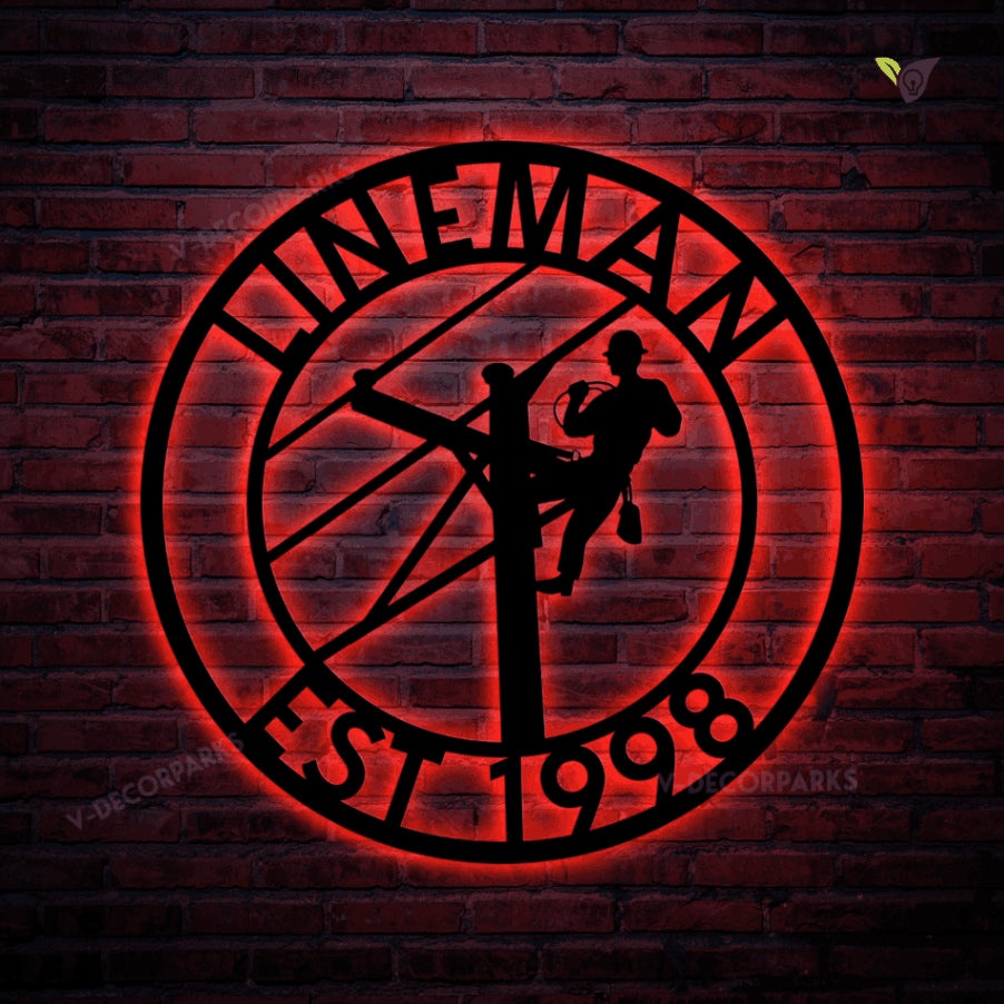 Personalized Name Lineman Metal Sign With Led Lights, Personalized ...