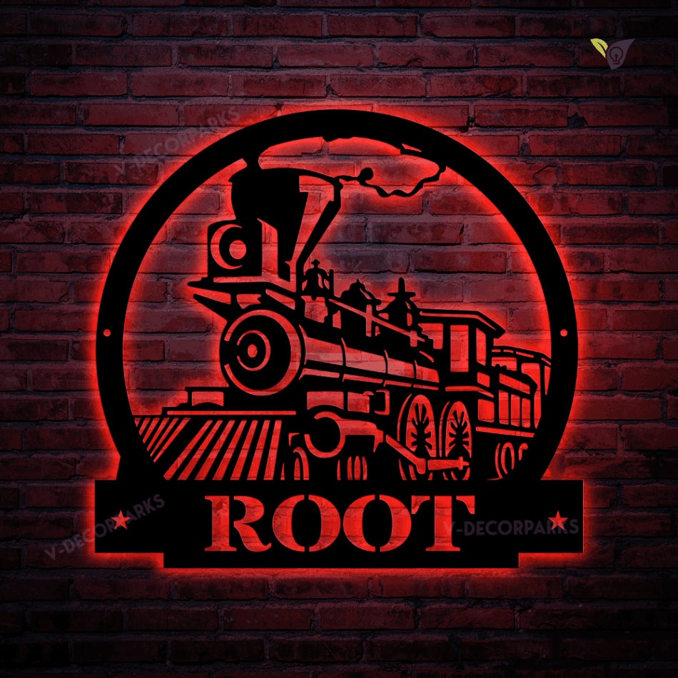 Personalized Train Metal Sign With Led Lights, Railroad Signs, Train ...