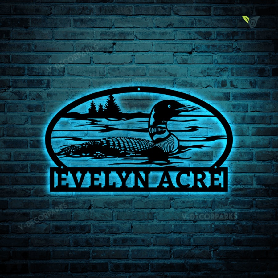 Custom Loon Metal Sign With Led Lights Lake House Decor, Lake House ...