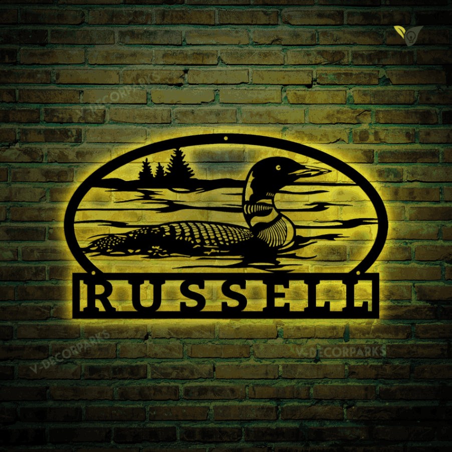 Custom Loon Metal Sign With Led Lights Lake House Decor, Lake House ...