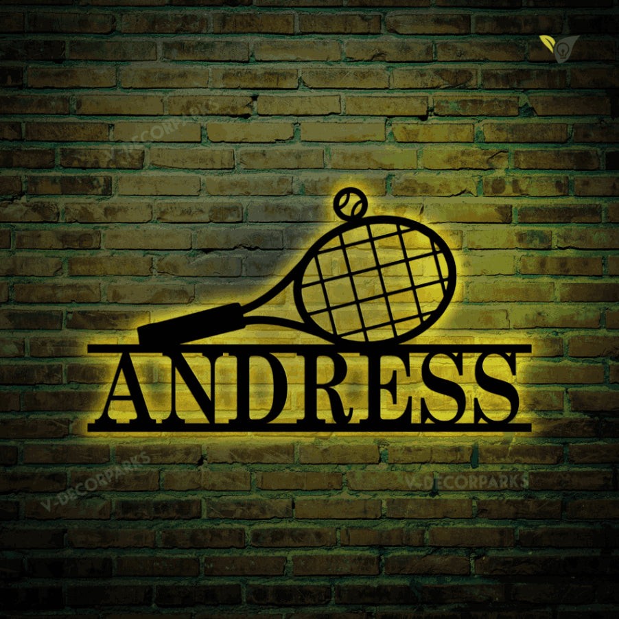 Personalized Tennis Metal Sign With Led Lights, Metal Sports Decor ...