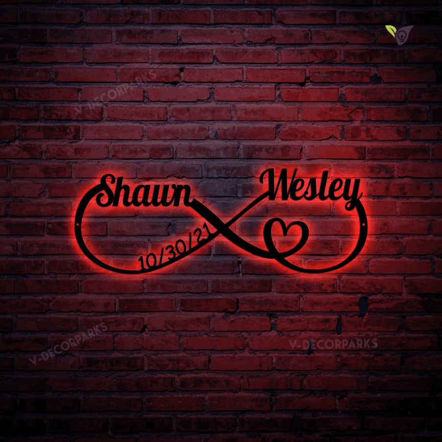 Personalized Infinity Metal Sign With Led Lights, Infinity Name Sign ...
