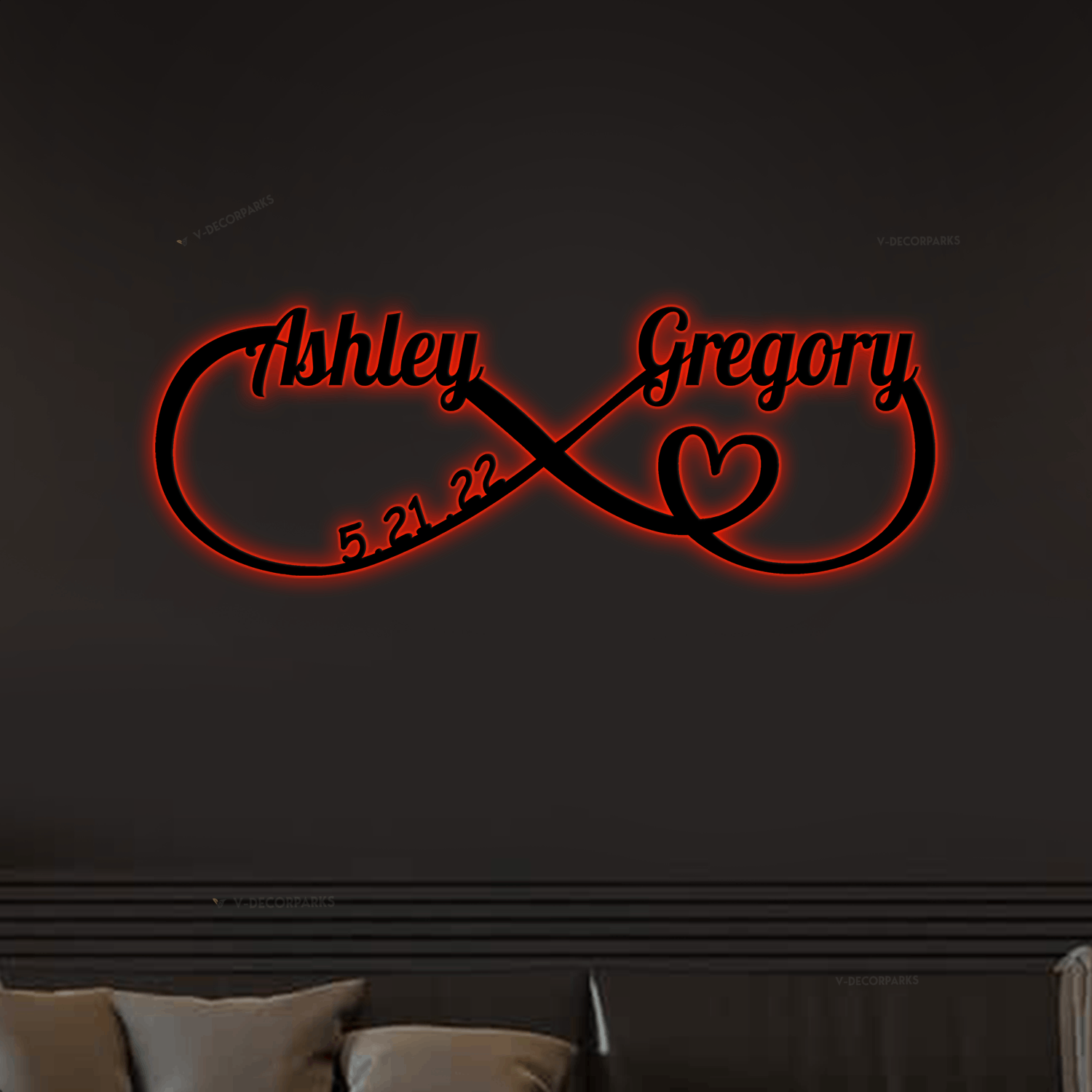Personalized Infinity Heart Metal Sign With Led Lights, Infinity Sign ...