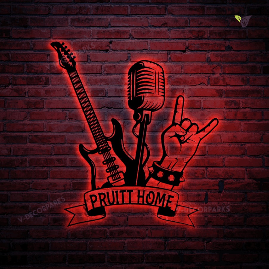 Personalized Rock N Roll Metal Wall Art With Led Light, Signs For ...