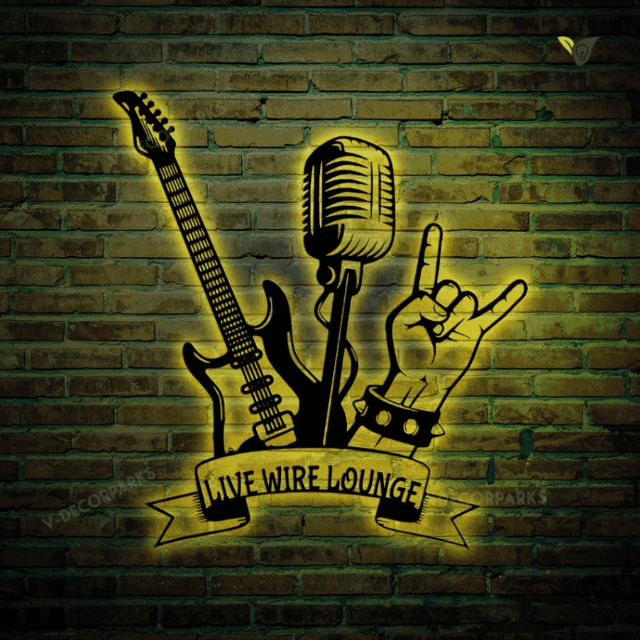 Personalized Rock N Roll Metal Wall Art With Led Light, Signs For ...