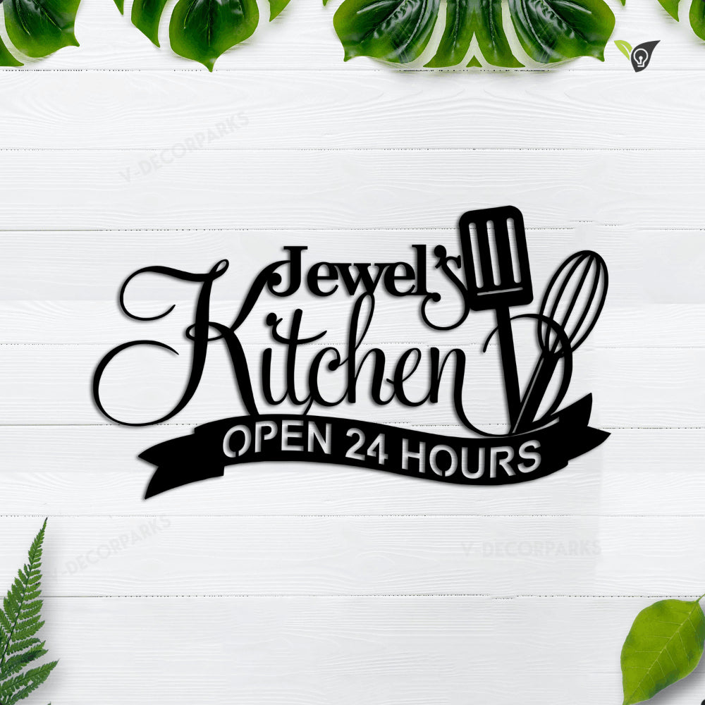 Personalized Kitchen Open 24 Hours Metal Sign, Kitchen Decor, Sign For ...