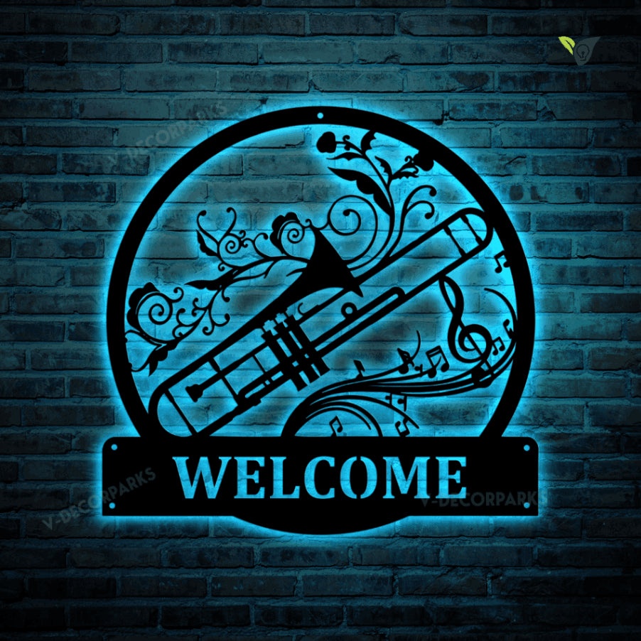 Personalized Trombone Monogram Metal Sign With Led Lights Art, Custom ...