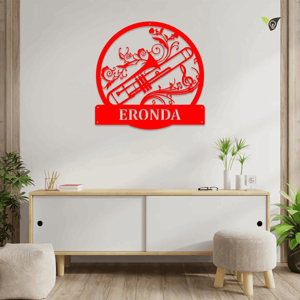 Personalized Trombone Monogram Metal Sign With Led Lights Art, Custom ...