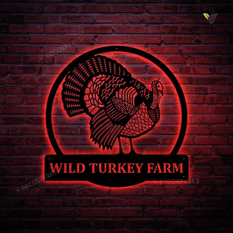 Personalized Turkey Bird Monogram Metal Sign With Led Lights Art ...