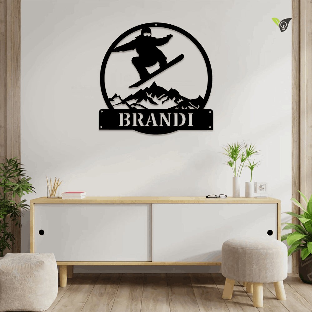Personalized Snowboarding Metal Sign With Led Lights Art , Custom ...
