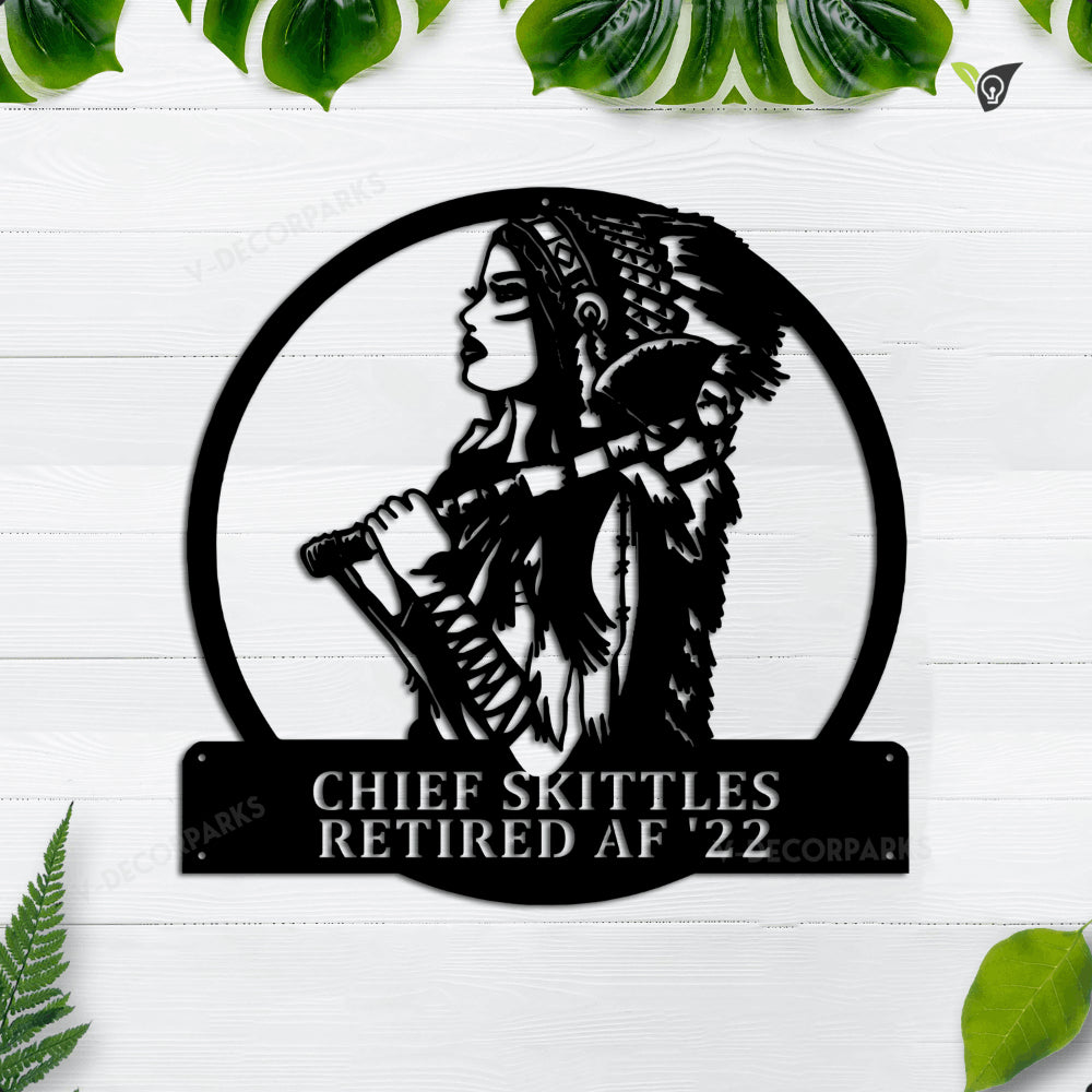 Personalized Native American Warrior Girl Metal Sign Art, Custom Native ...