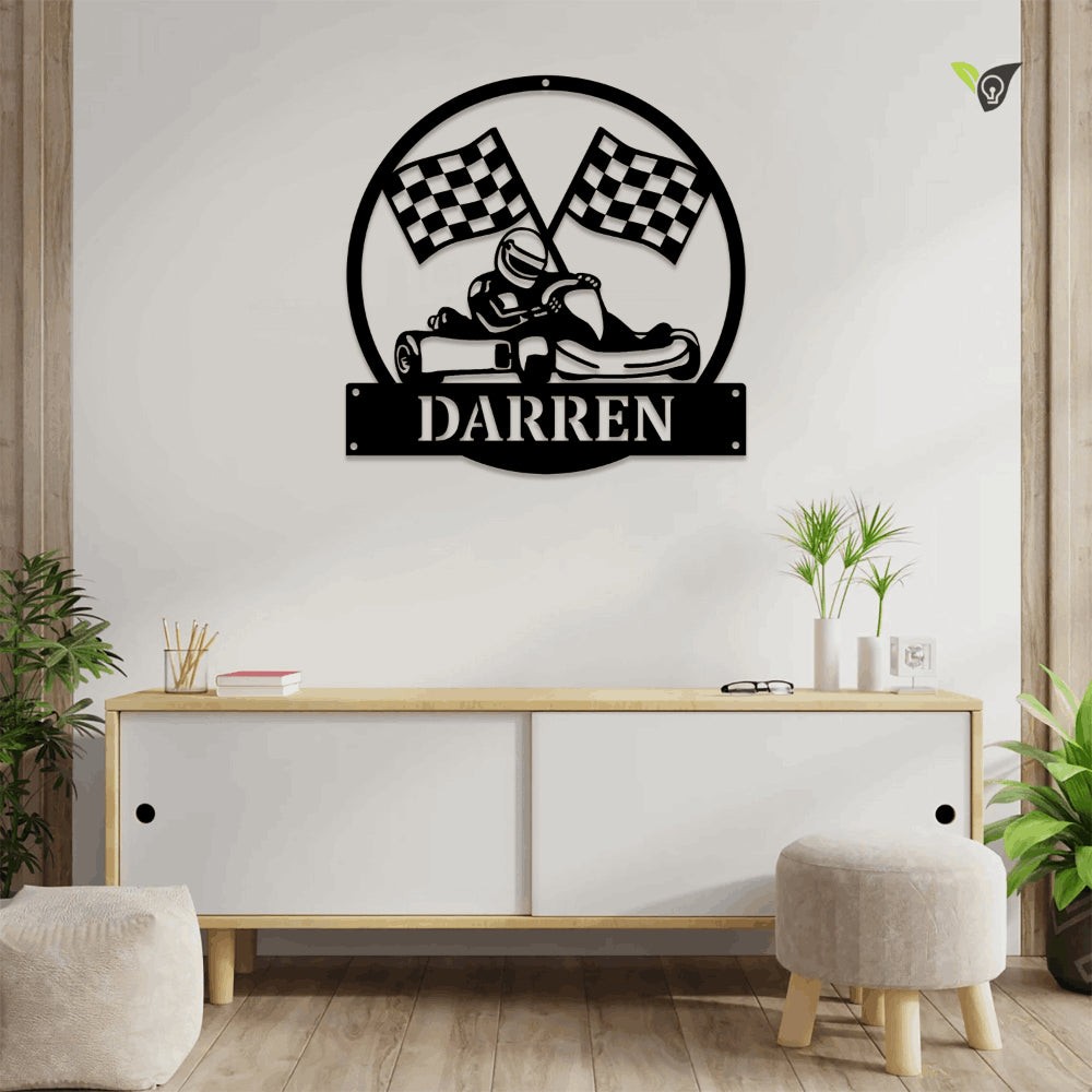 Personalized Go Kart Racing Monogram Metal Sign With Led Lights Art ...