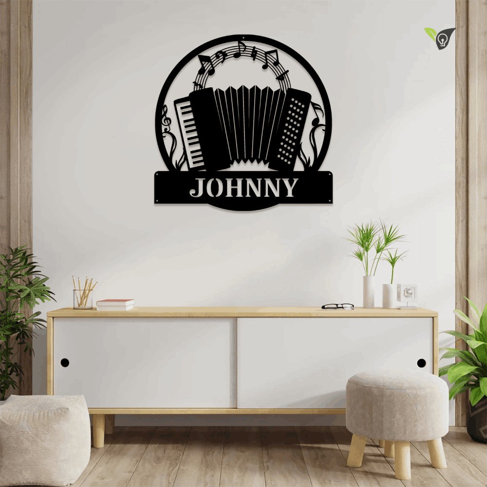 Personalized Accordion Metal Sign With Led Lights Art, Custom Accordion ...