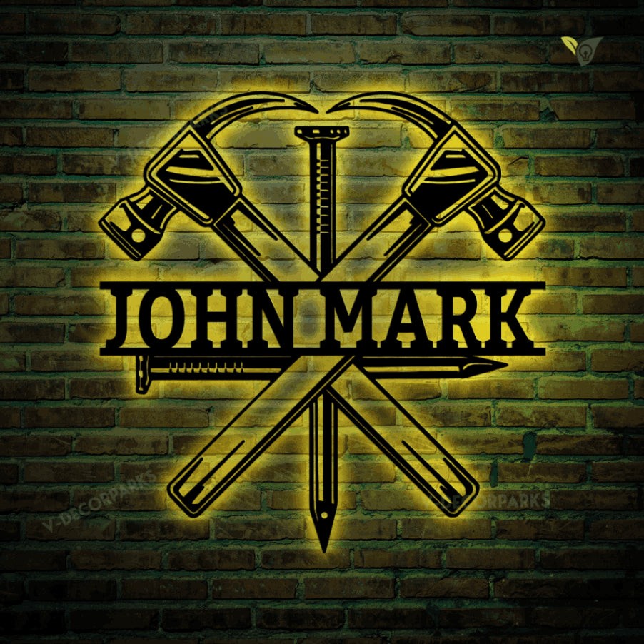 Personalized Carpenter Metal Sign With Led Lights, Custom Carpenter ...