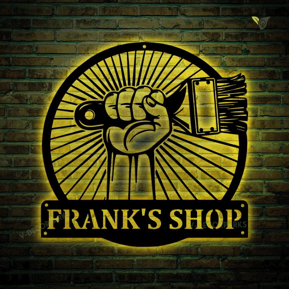 Personalized Paint Brush Painter Metal Sign With Led Lights Art, Custom ...