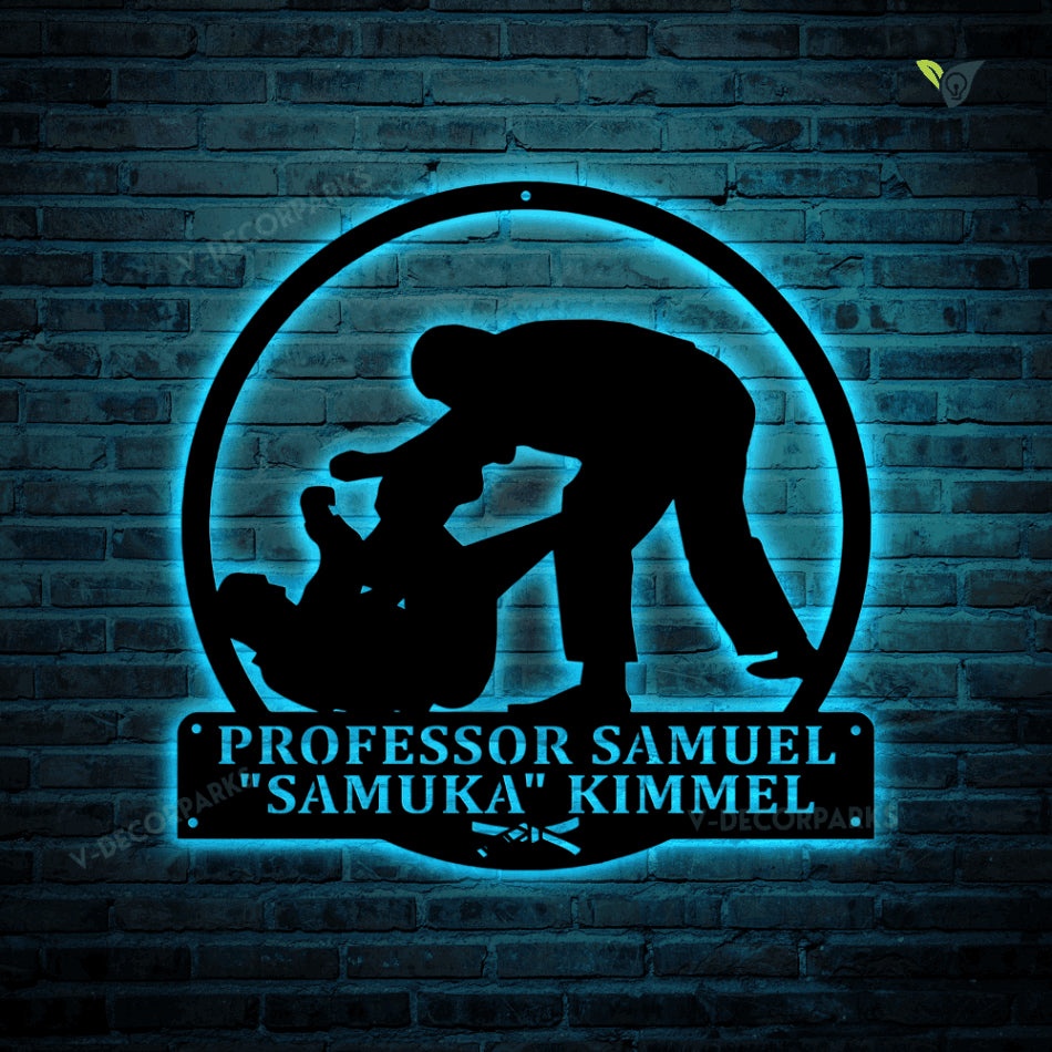 Personalized Brazilian Jiu Jitsu Monogram Metal Sign With Led Lights ...